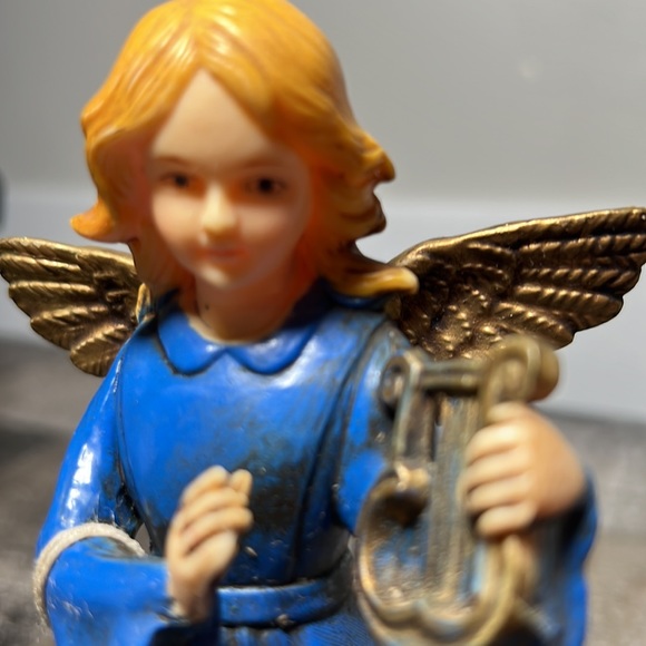 Accents | Vintage 4s Musical Angel With Harp Figurine Made Of Wood ...